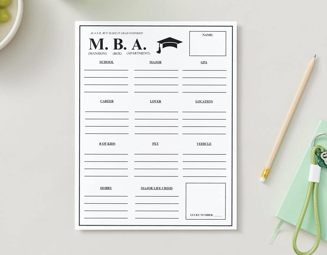 MBA MASH Graduation Party Game Canva Template | Business School Grad ...