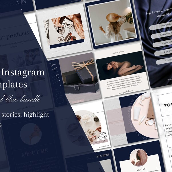Blue Instagram Template - Etsy