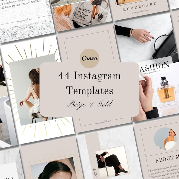 50 Instagram Story Templates, Canva, Social Media Templates, Beige ...
