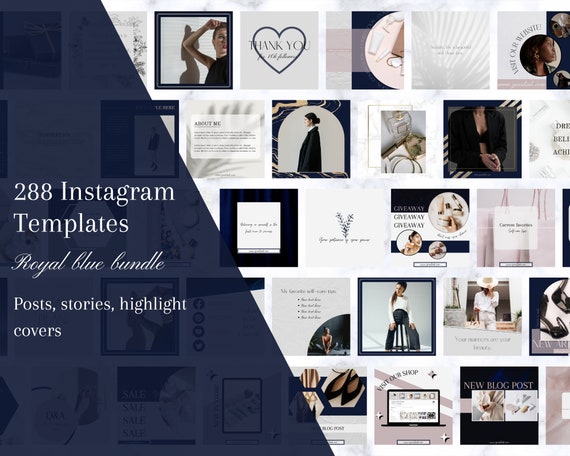 Royal Blue Instagram Templates Bundle Canva Social Media - Etsy