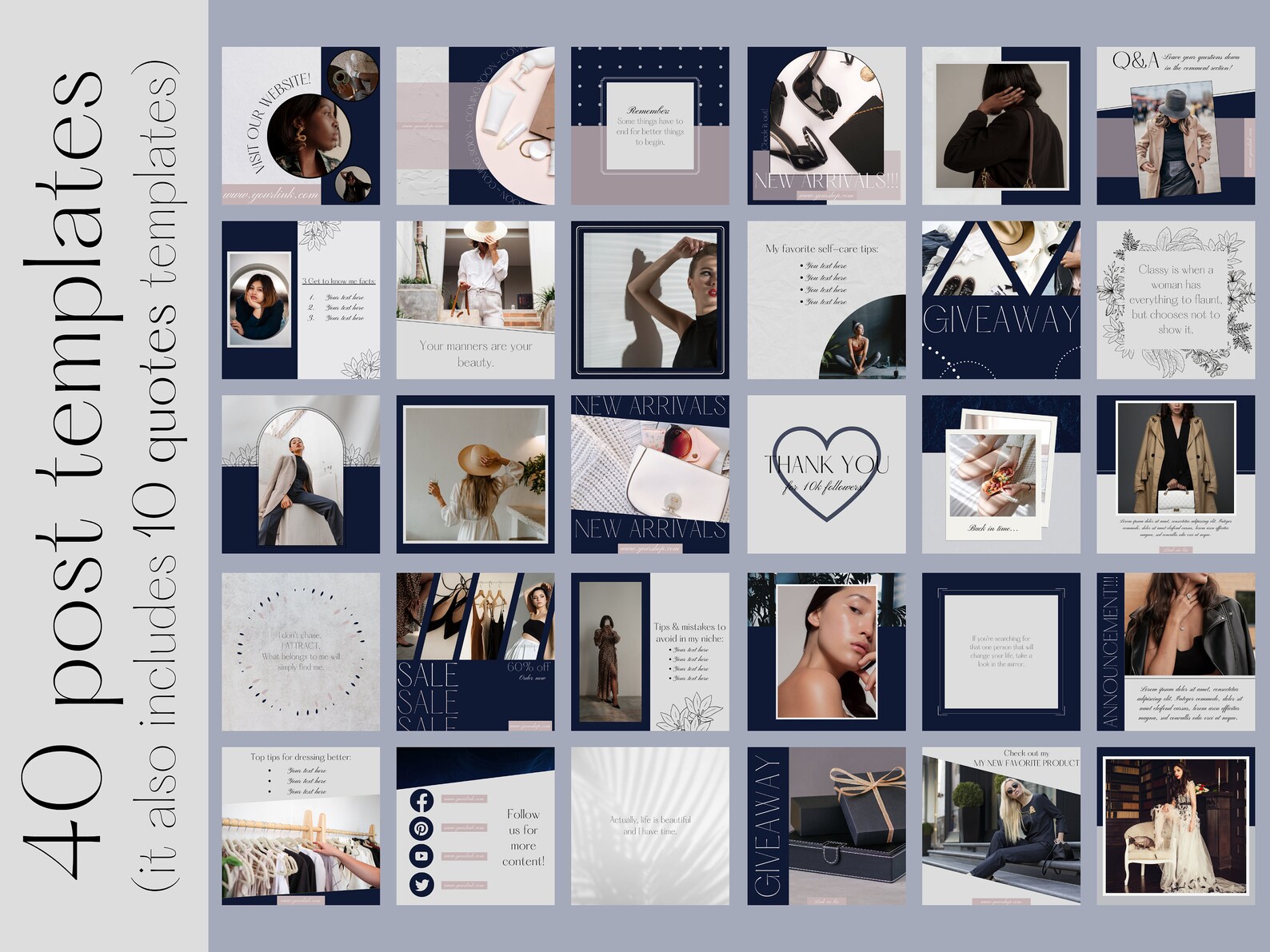 60 Royal Blue Instagram Templates Post and Story Branding - Etsy