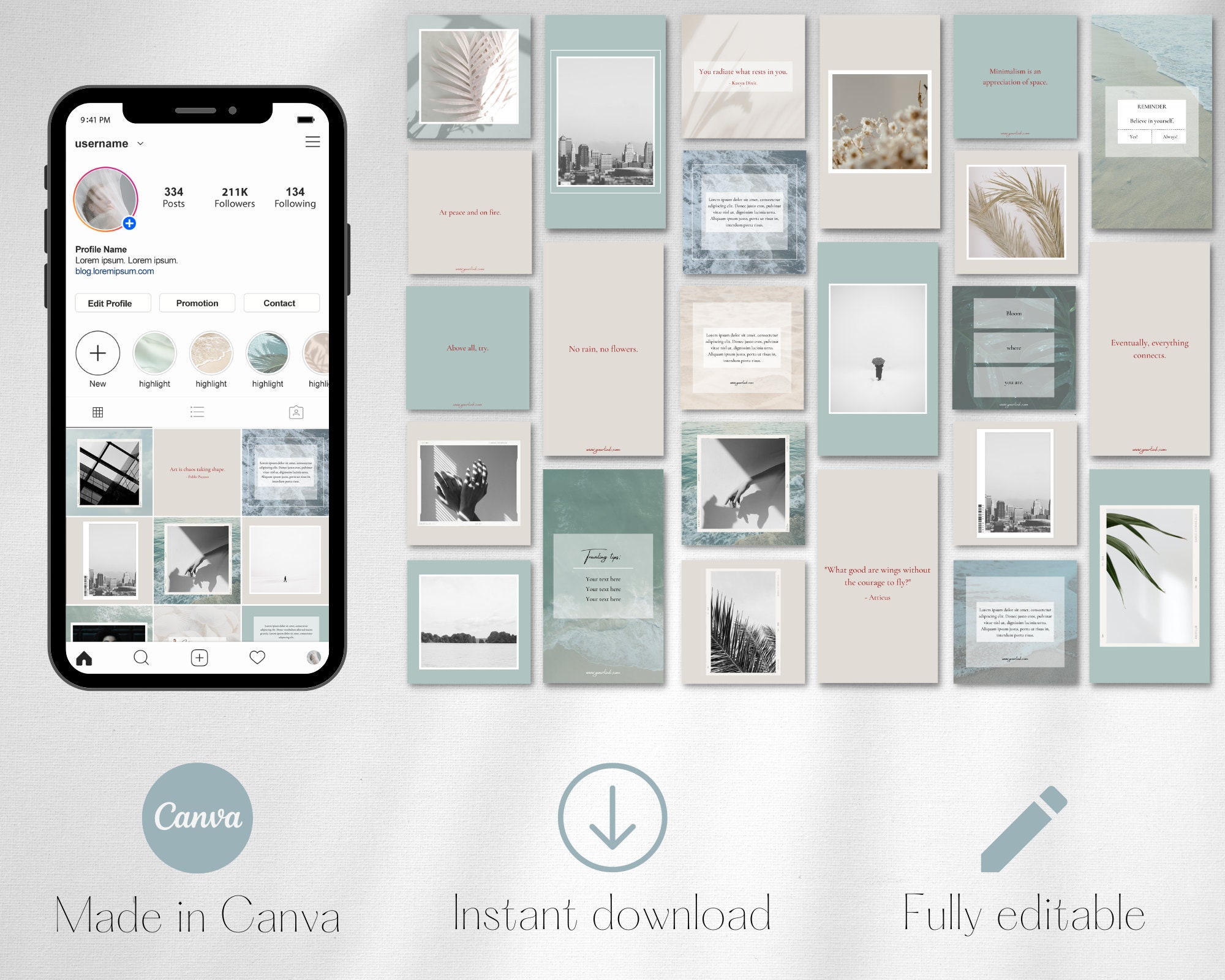 102 Light Blue Ocean Instagram, Canva Templates, Posts & Stories ...