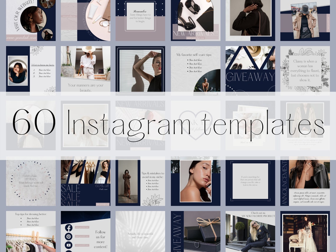 60 Royal Blue Instagram Templates Post and Story Branding - Etsy