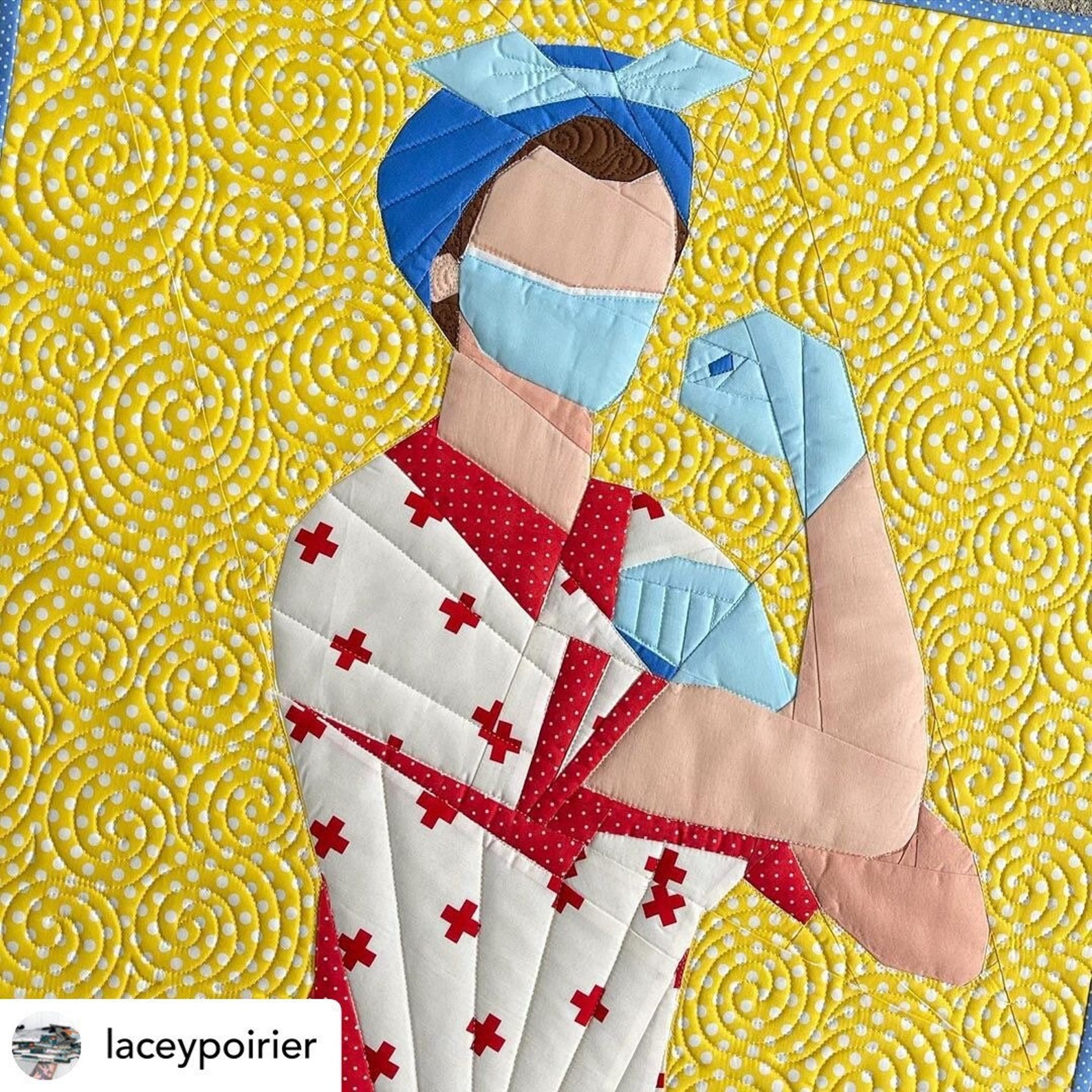 ADD ON Quilt Pattern, Essential Worker Rosie the Riveter, Foundation ...