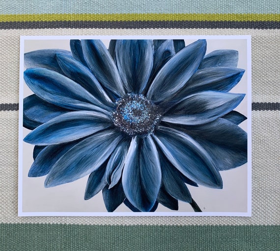 Blue Flower Print - Etsy