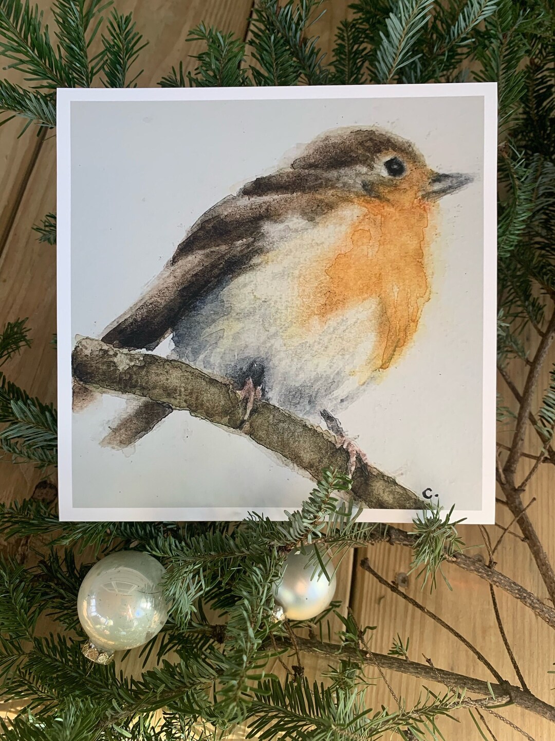 Fluffy Robin Watercolor Print - Etsy
