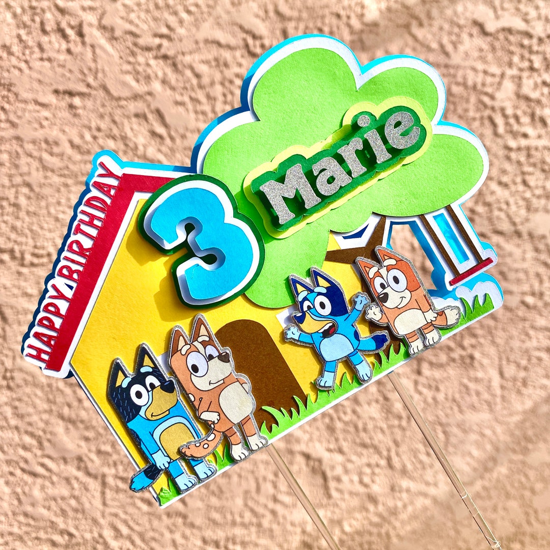 Bluey Inspired Cake Topper, Custom Cake Topper, Birthday Cake Topper ...