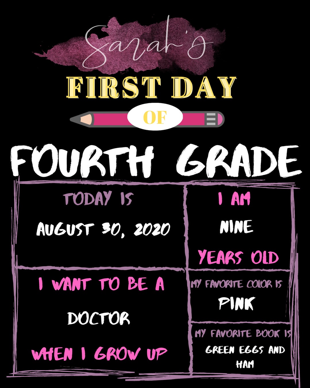 First Day of School Customizable Poster - Etsy