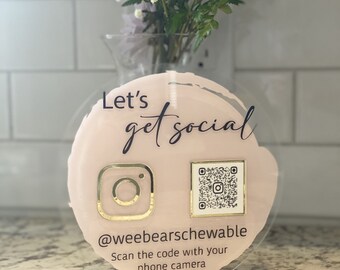 Acrylic QR Code Sign. Reception Desk Custom QR Code Plaque, Social ...
