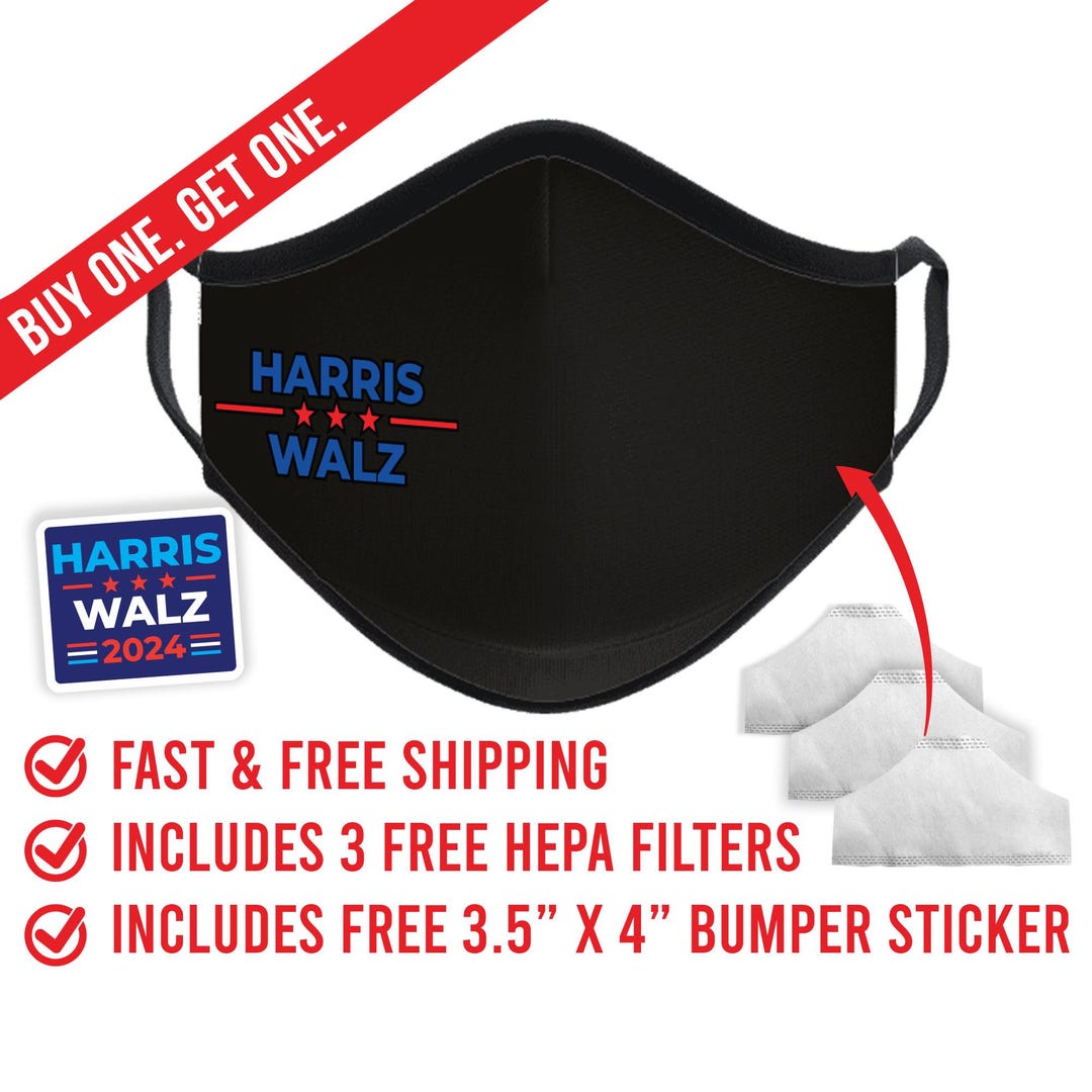 BOGO* - Harris-walz - Face Mask Includes 3 HEPA Filters, Adhesive Nose ...