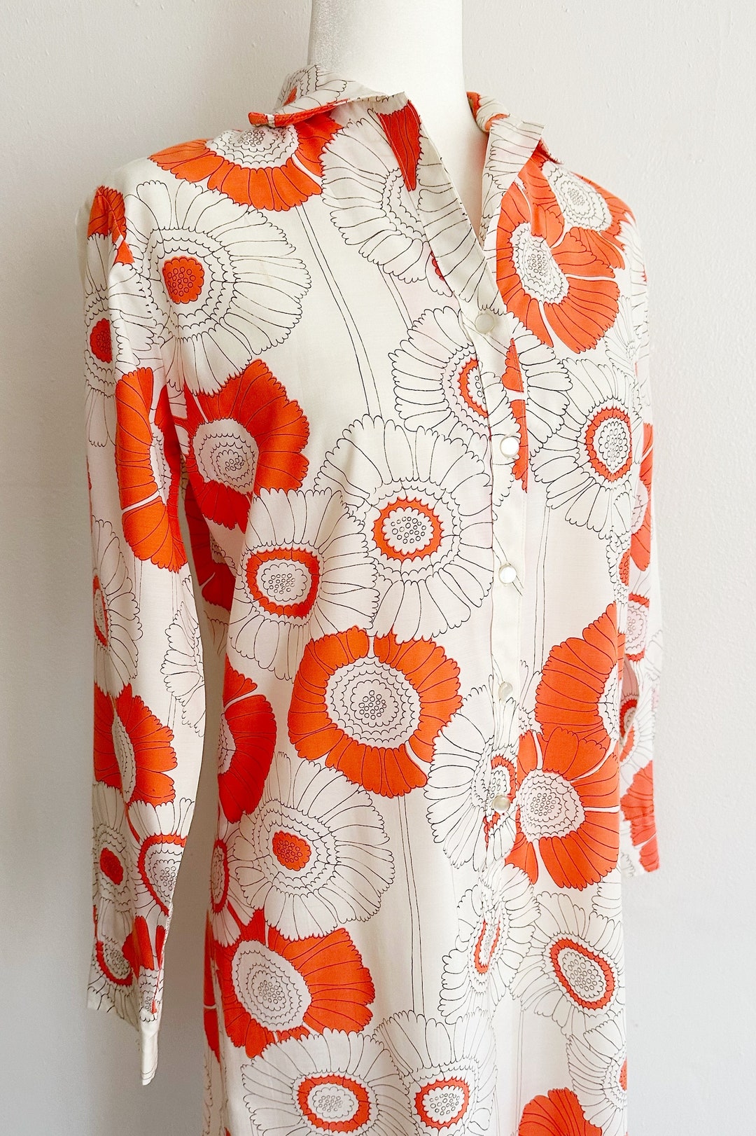 Vintage 1960s 60s Orange Dayglo Floral Shift Dress by Lady Bayard - Etsy