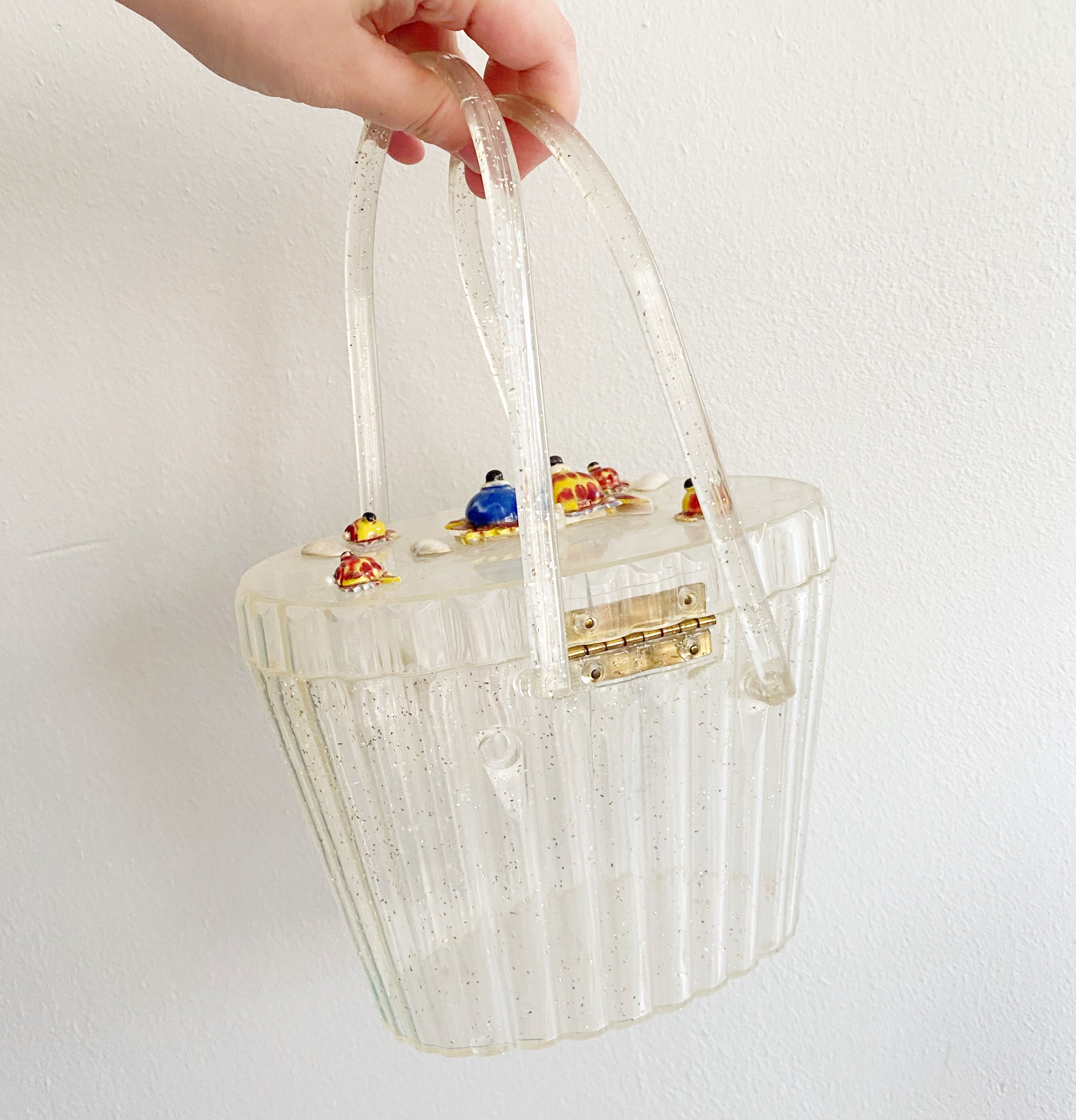 Vintage 1950s 50s Novelty Kissing Fish Theresa Bag Co Glitter Lucite ...