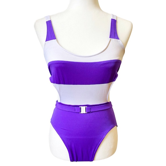 Vintage 1980s 80s Striped Catalina Bathing Suit With … Gem