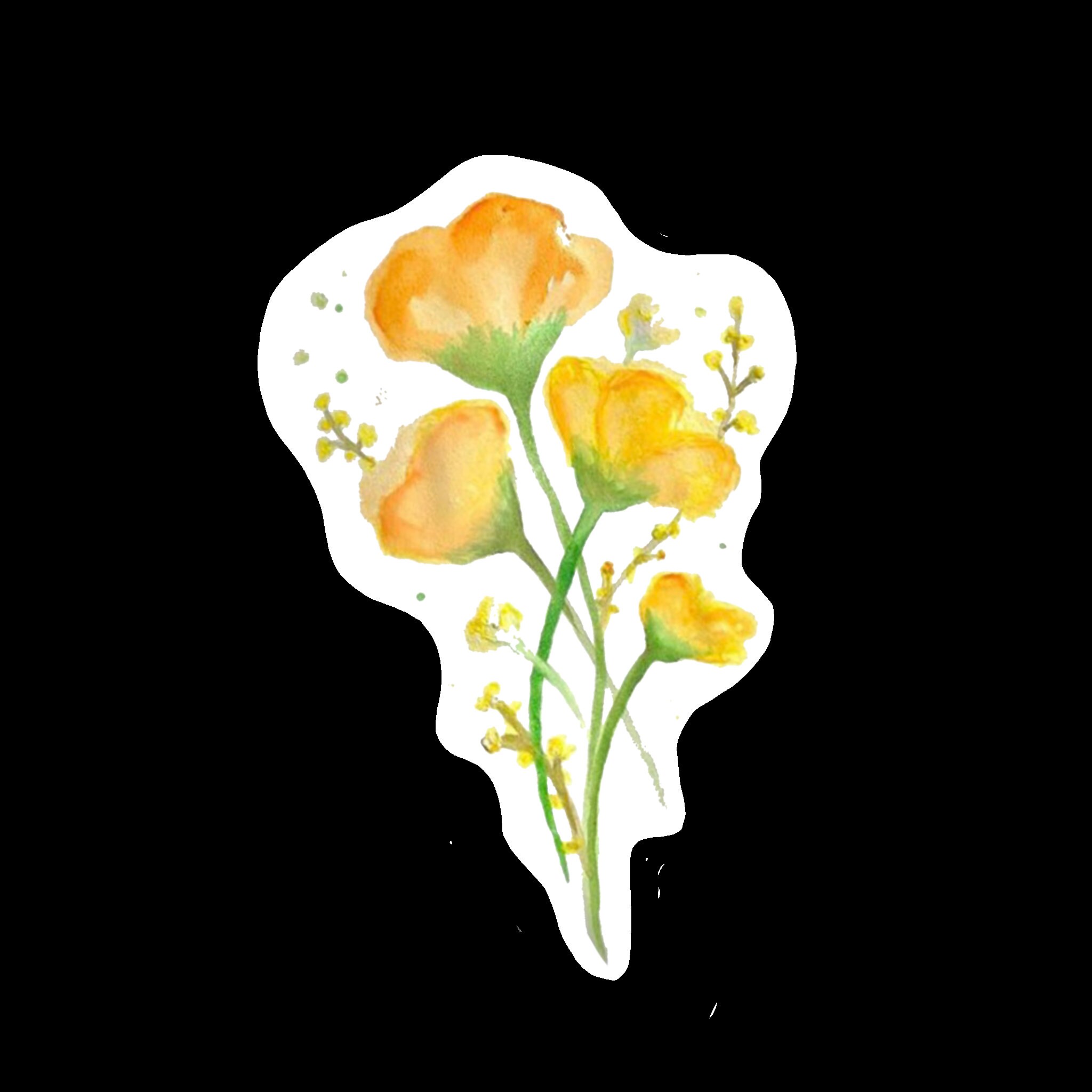 Yellow Flower Bundle Painted Illustration | Sticker - Etsy