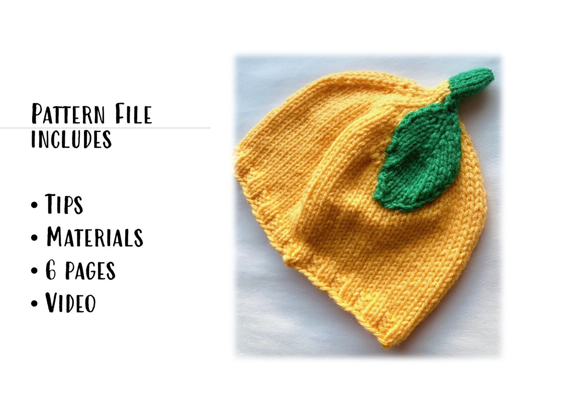 Lemon Knit Hat Pattern: All Sizes (PDF Pattern) - Etsy