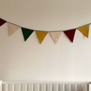 Bunting Banner for Nursery, Cotton Pennant, Flags in Mustard Curry Blue ...