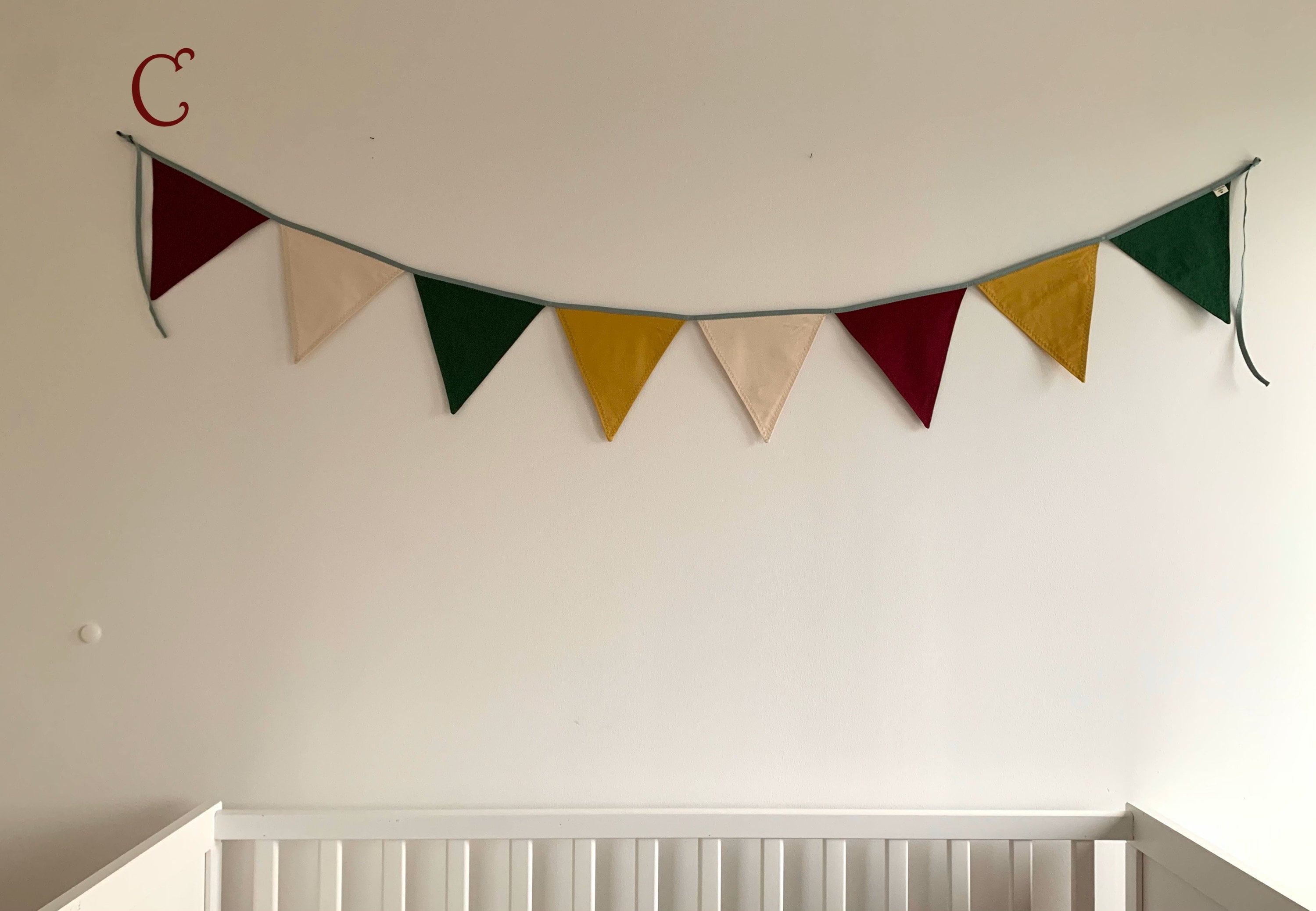 Bunting Banner for Nursery, Cotton Pennant, Flags in Mustard Curry Blue ...