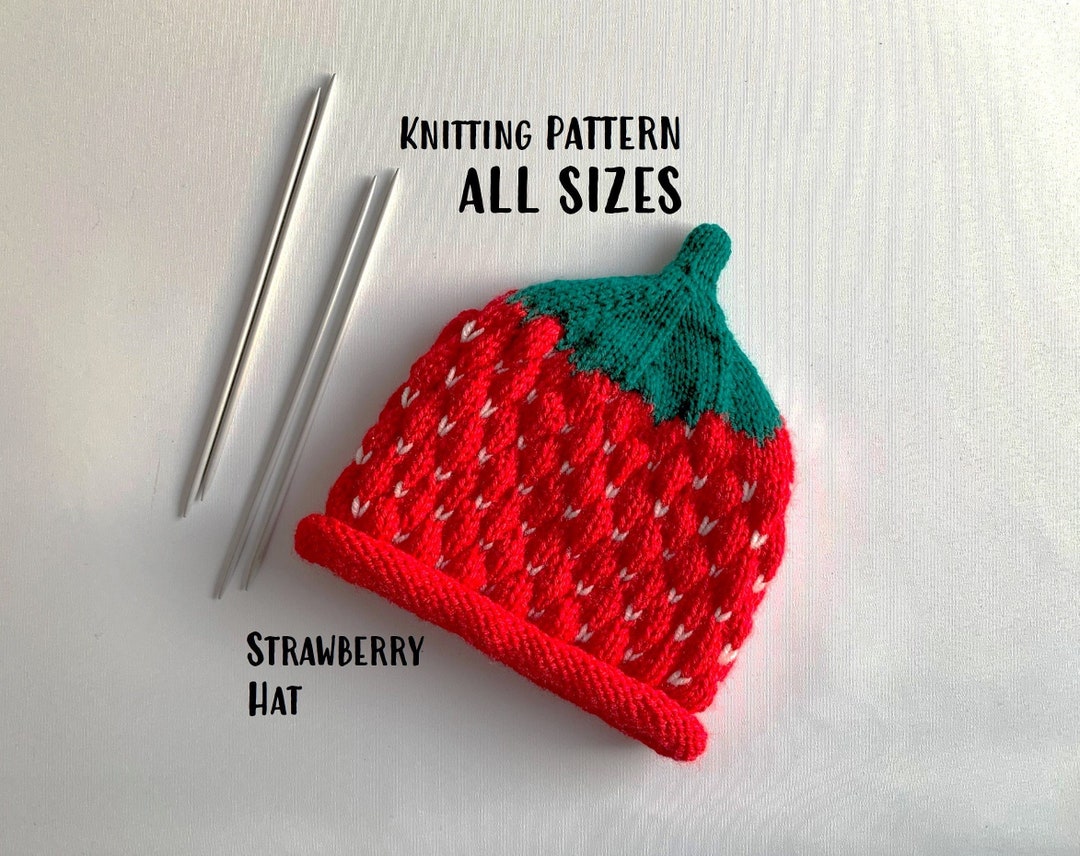 Strawberry Hat Knitting Pattern: All Sizes (PDF Pattern) - Etsy