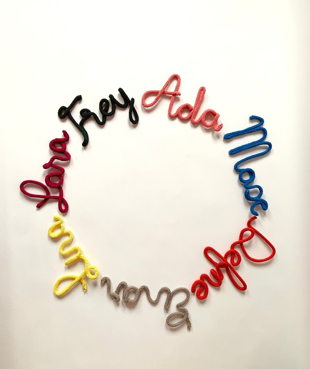 Knitted Wire Names Sign, Knitted Wall Sign, Personalized Tricotin Name ...