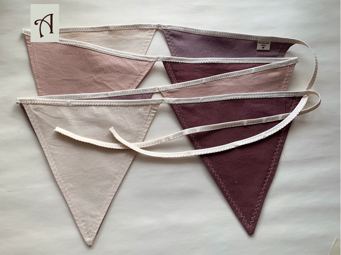 Bunting Banner for Nursery, Cotton Pennant, Flags in Mustard Curry Blue ...