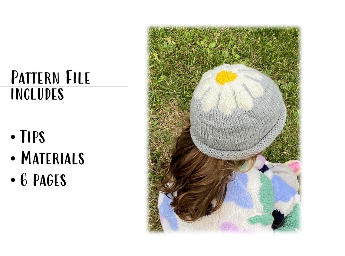 Daisy Flower Hat Knitting Pattern: All Sizes (PDF Pattern) - Etsy