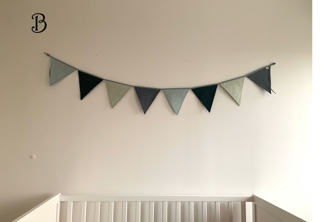 Bunting Banner for Nursery, Cotton Pennant, Flags in Mustard Curry Blue ...