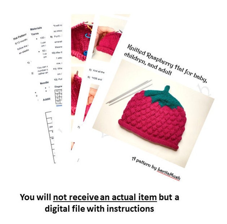Raspberry Hat Knitting Pattern: All Sizes (PDF Pattern) - Etsy