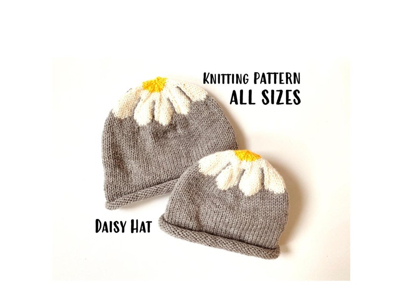 Daisy Flower Hat Knitting Pattern: All Sizes (PDF Pattern) - Etsy