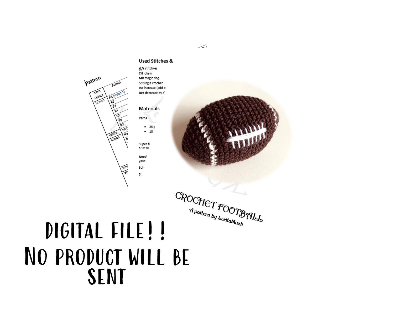 Football Crochet Pattern, Crochet Football Pattern, How to Crochet a ...