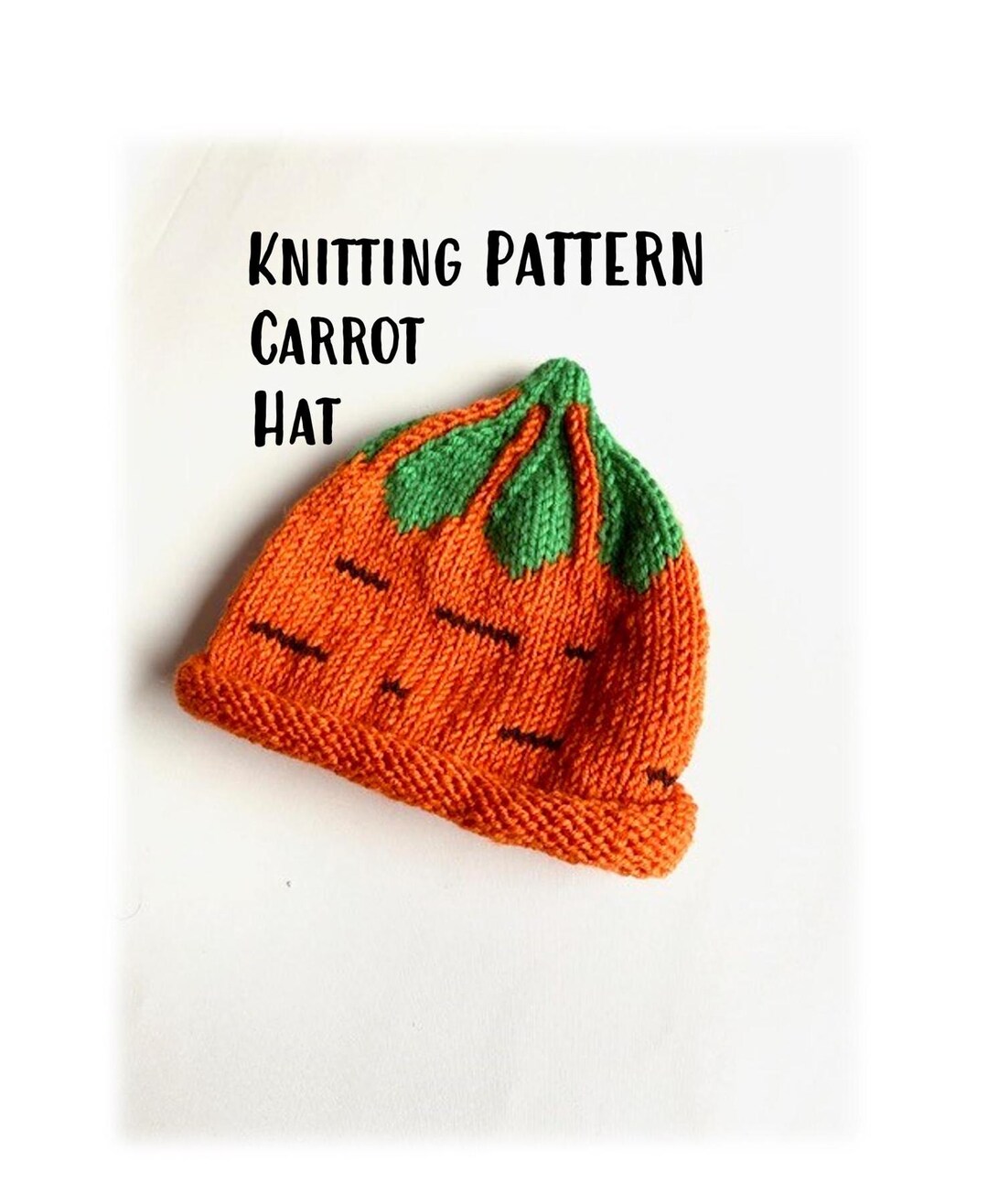 Carrot Knit Hat Pattern: All Sizes, Mommy & Baby (PDF Pattern) - Etsy