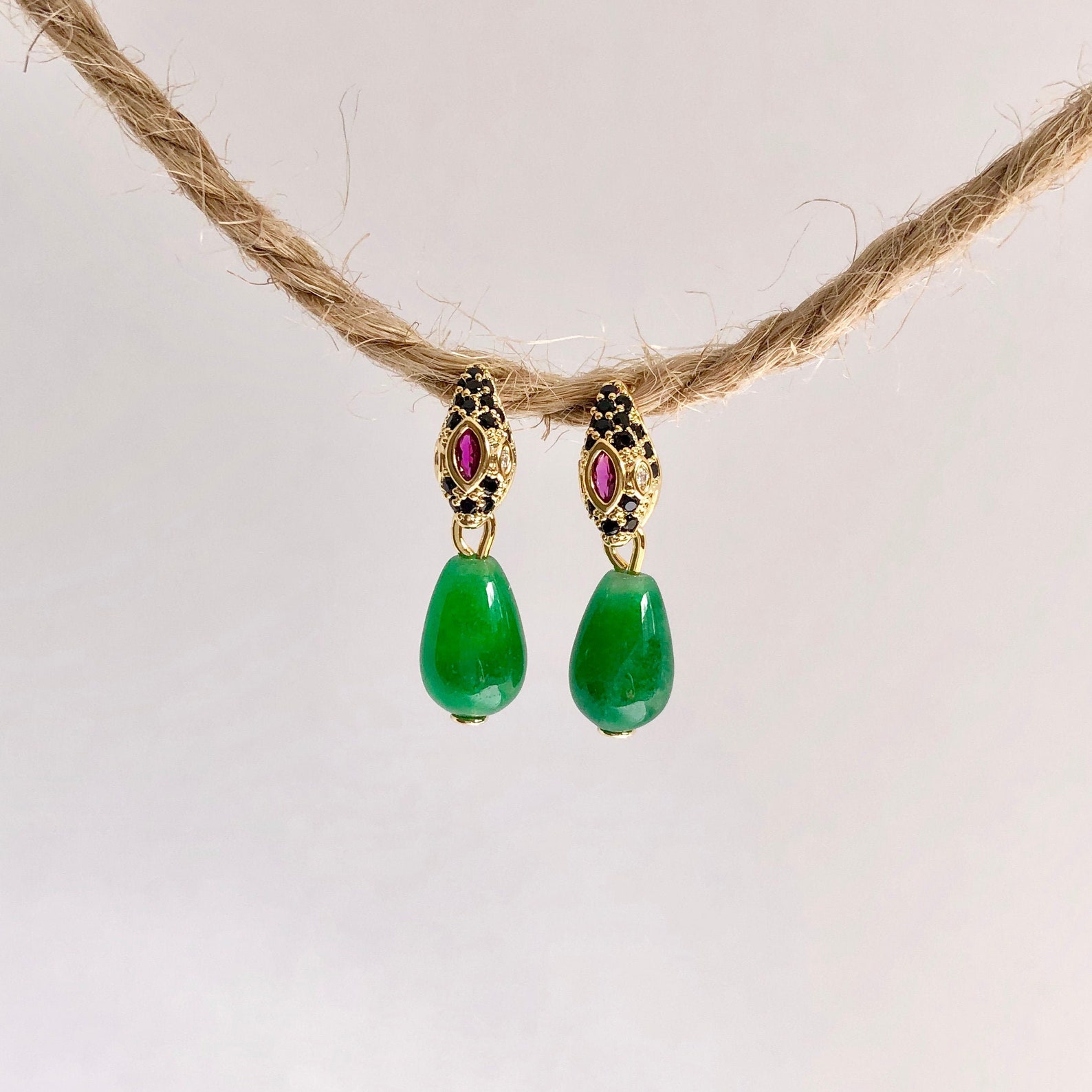 Emerald Hoop Earrings Dangle Emerald Earrings Dainty Green - Etsy