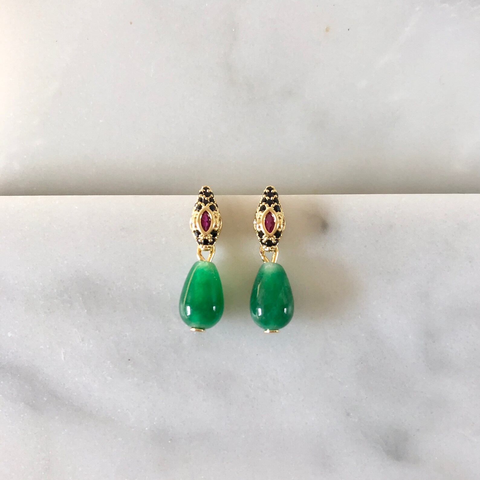 Emerald Hoop Earrings Dangle Emerald Earrings Dainty Green - Etsy