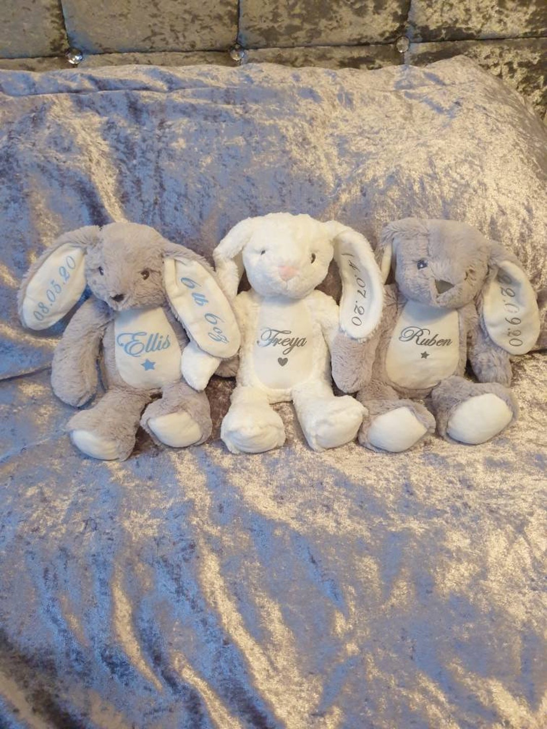 Personalised bunny rabbit teddy, cuddly toy, new baby gift, 1st ...