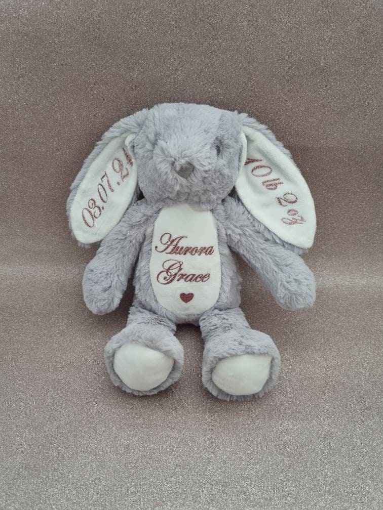 Personalised Bunny Rabbit, Plush Teddy, Baby Gift, 1st Birthday ...