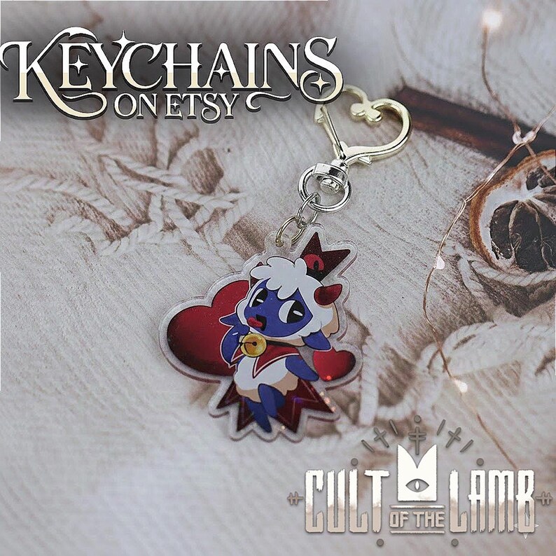 Cult of the Lamb Acrylic, Valentine's Day Keychain, Danglers, Furry ...