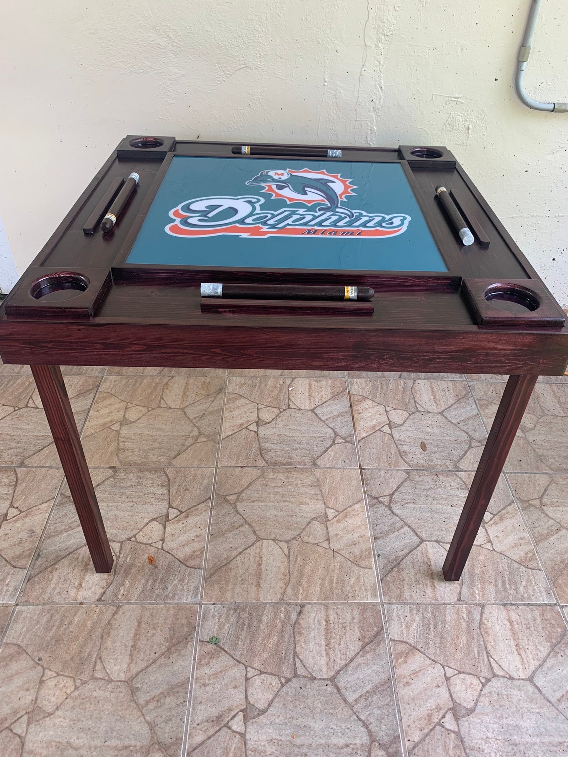 Miami Dolphins Wood Domino Table, Custom Team Game Table - Etsy