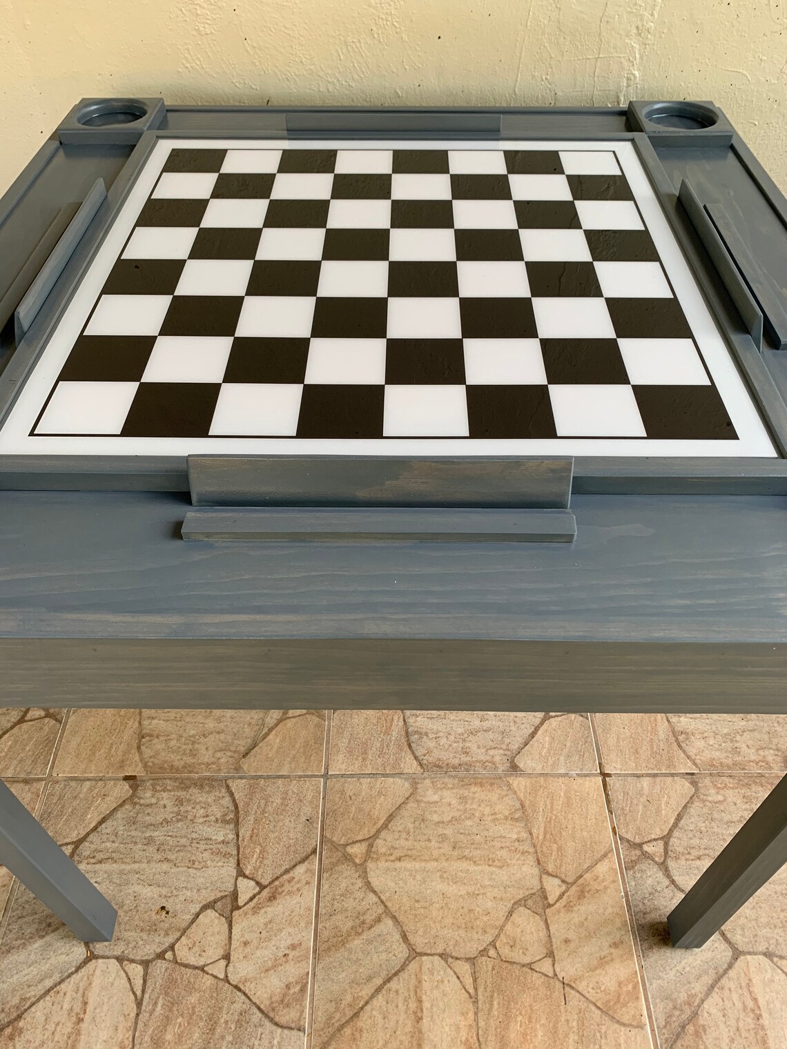 Domino Checker and Chess Table Made of Wood With Folding - Etsy