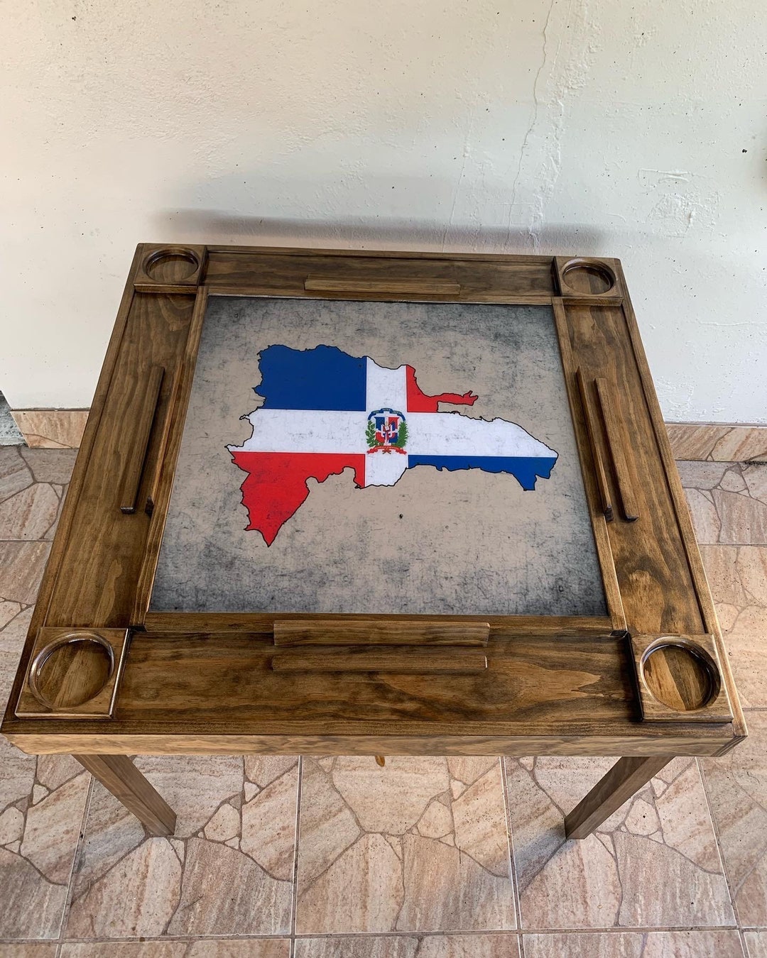 Wood Domino Table..dominican Republic, Legs Fold Easily! - Etsy