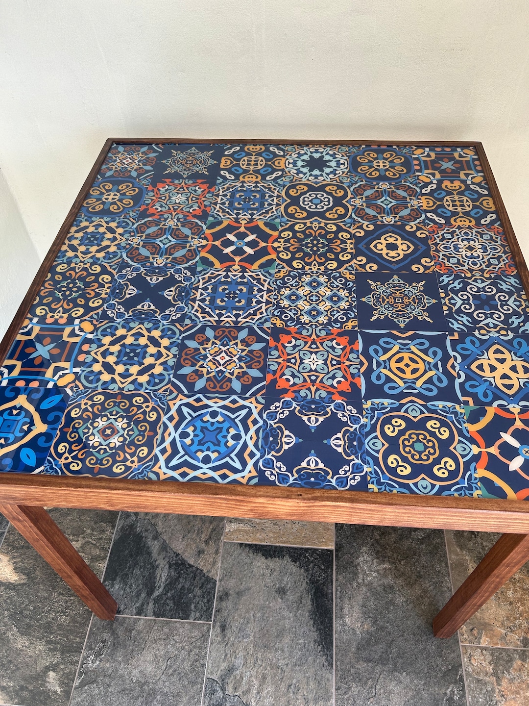 Multiuse Wood Table, Handmade USA. Talavera Design - Etsy