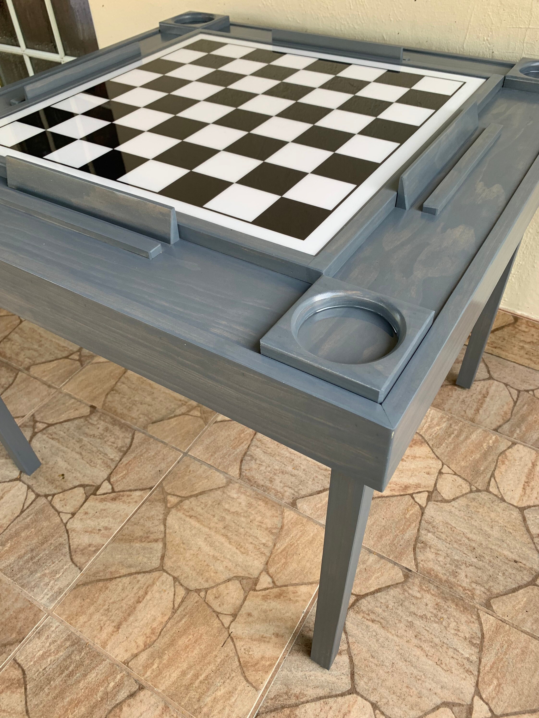 Domino Checker and Chess Table Made of Wood With Folding - Etsy
