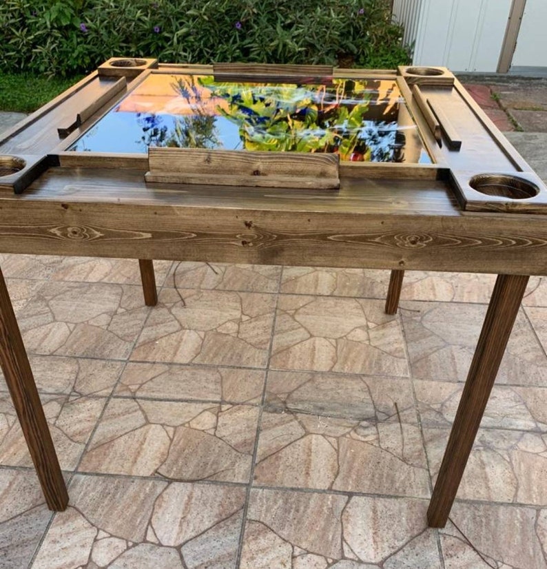 Wood Domino Table. Puerto Rico Flag Design. Wood Legs Fold - Etsy