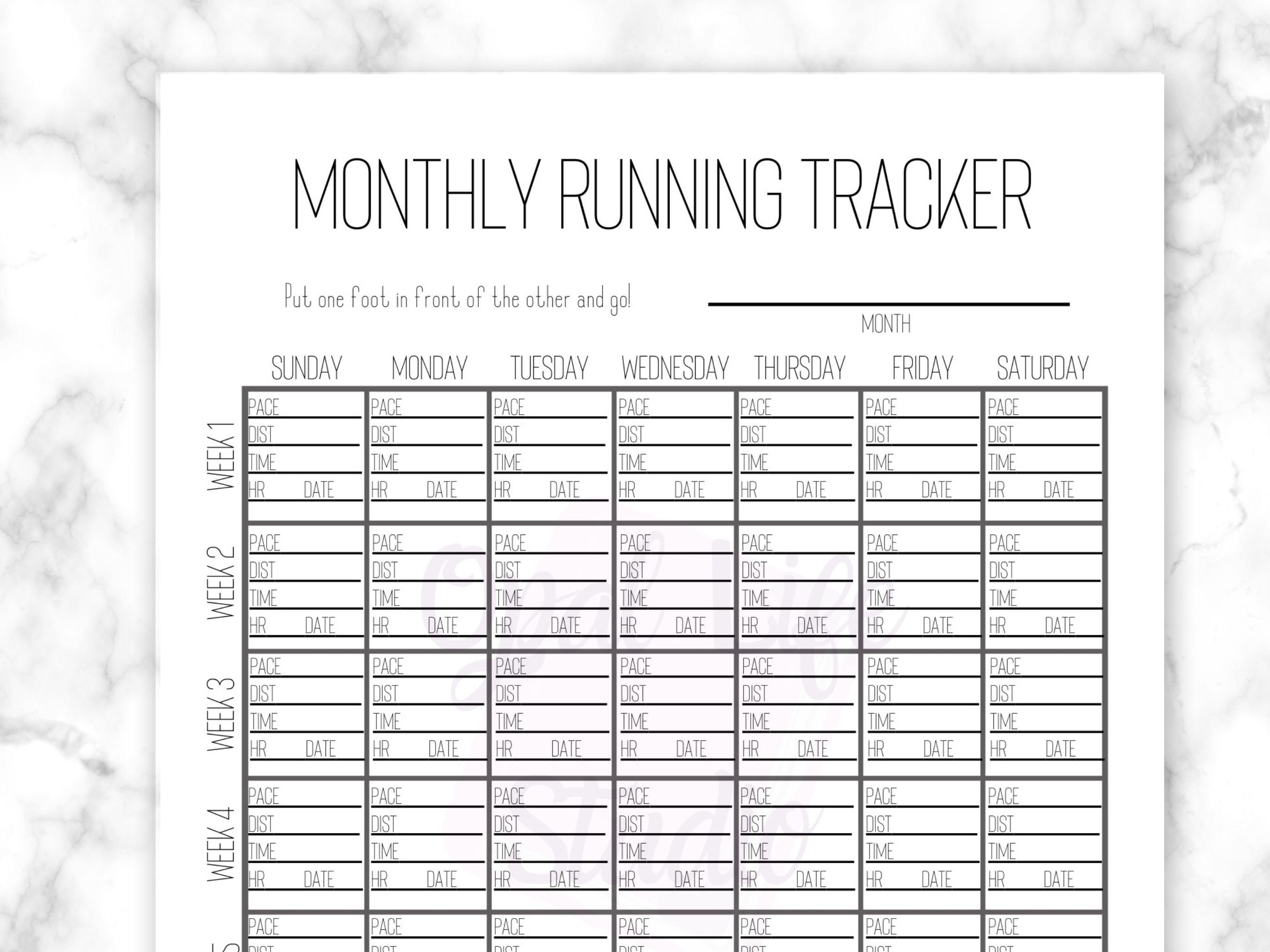 Printable Monthly Running Tracker Minimalist Run Planner / Log Form a ...