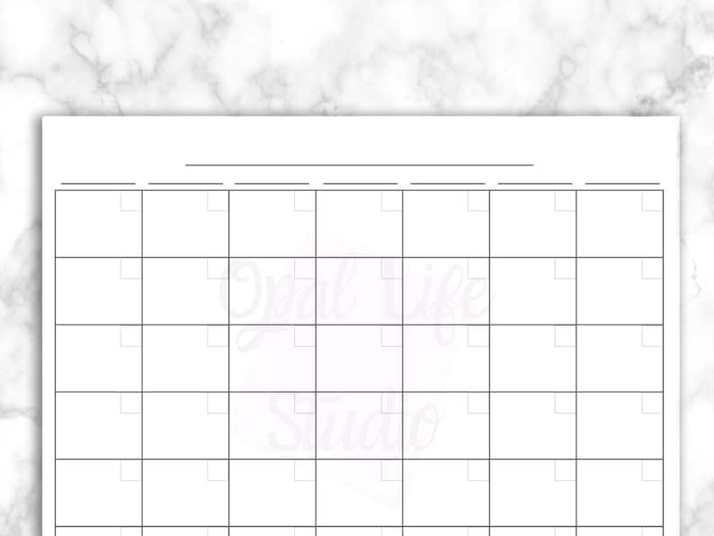 Printable Blank Calendar 1 Monthly Planner Simple & Minimal Letter ...