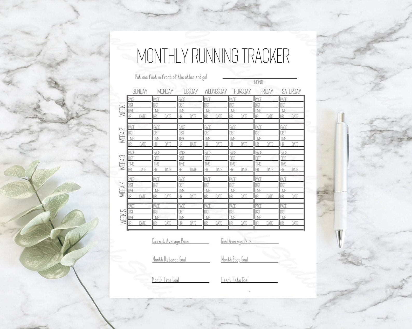 Printable Monthly Running Tracker Minimalist Run Planner / - Etsy