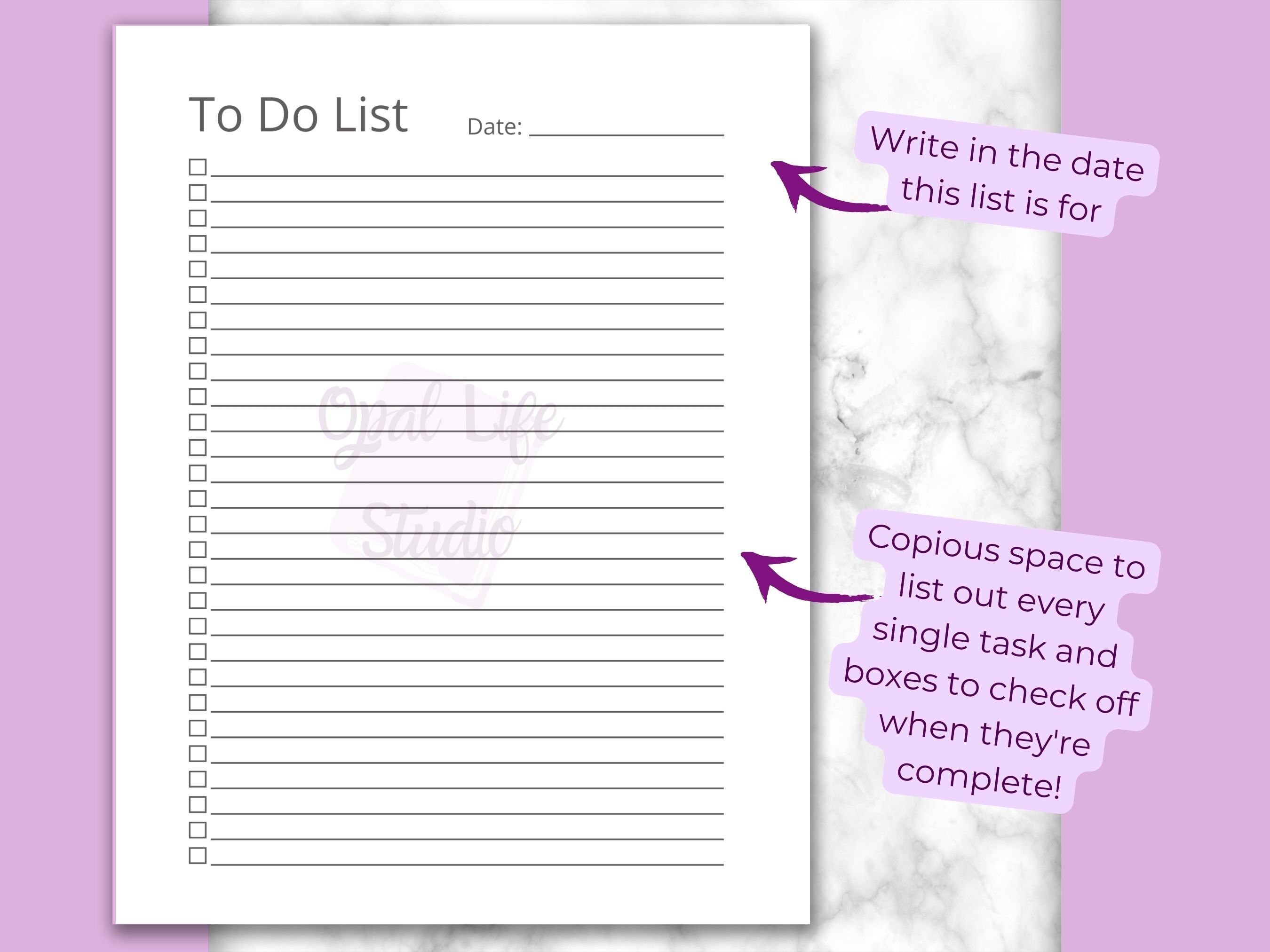 Minimalist to Do List - Simple Printable Daily Checklist and ...