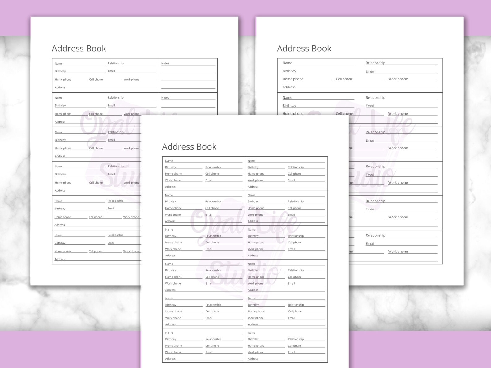 Minimalist Address Book Printable | Contact List Planner Inserts | PDF ...