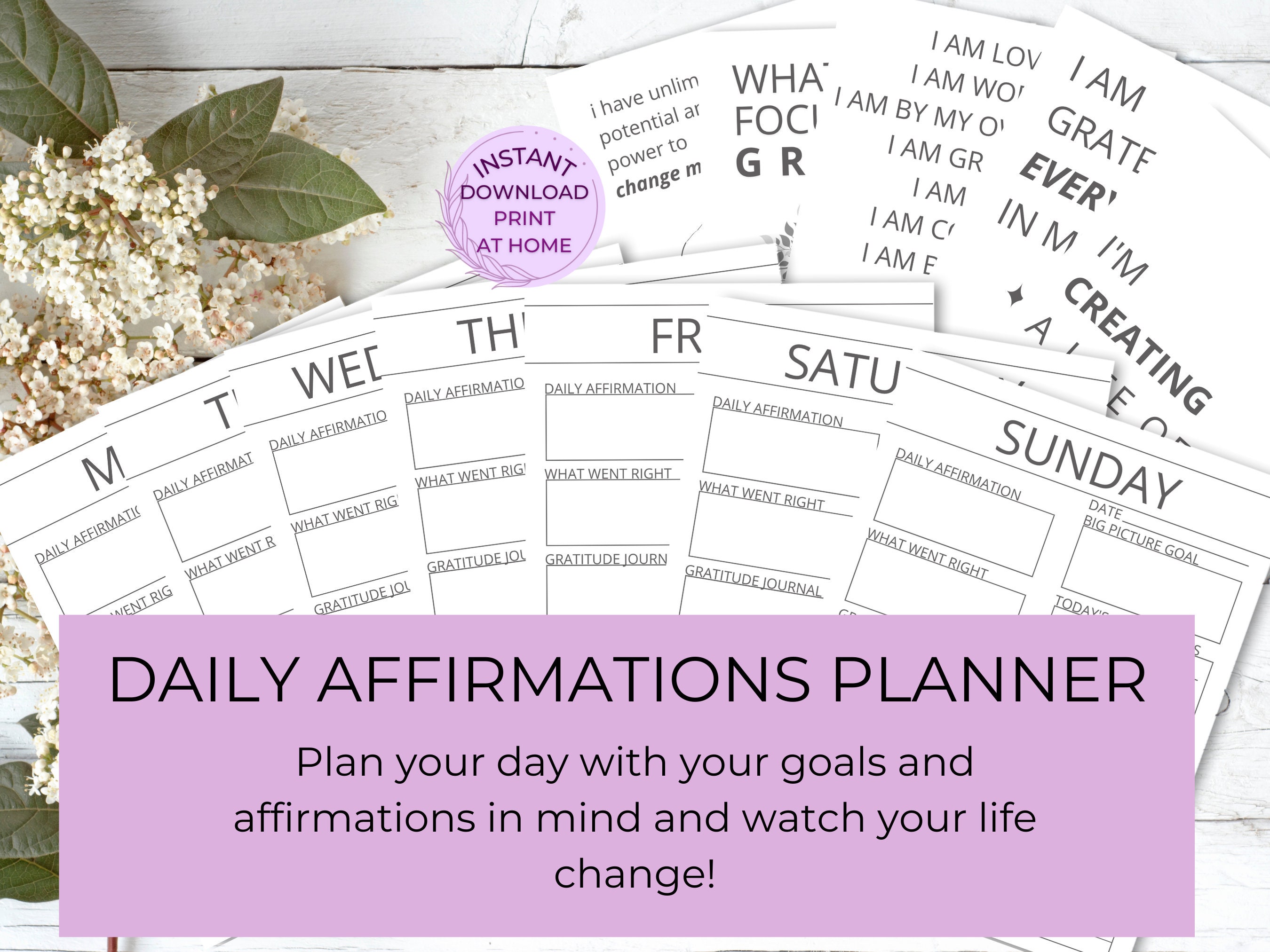 Printable Daily Affirmations Planner- Minimalist & Simple Design ...