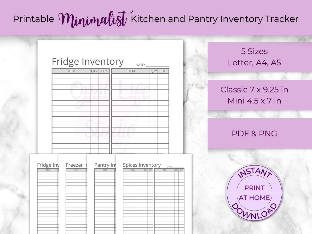 Minimalist Kitchen & Pantry Inventory Trackers | Reduce Food Waste ...
