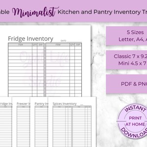 Minimalist Kitchen & Pantry Inventory Trackers | Reduce Food Waste ...