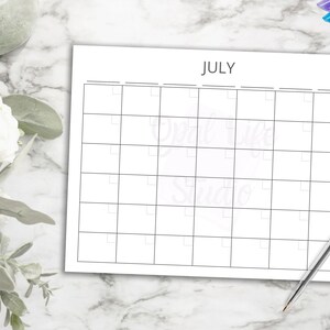 Printable Blank Calendar 4 | Monthly Planner | Simple & Minimal ...